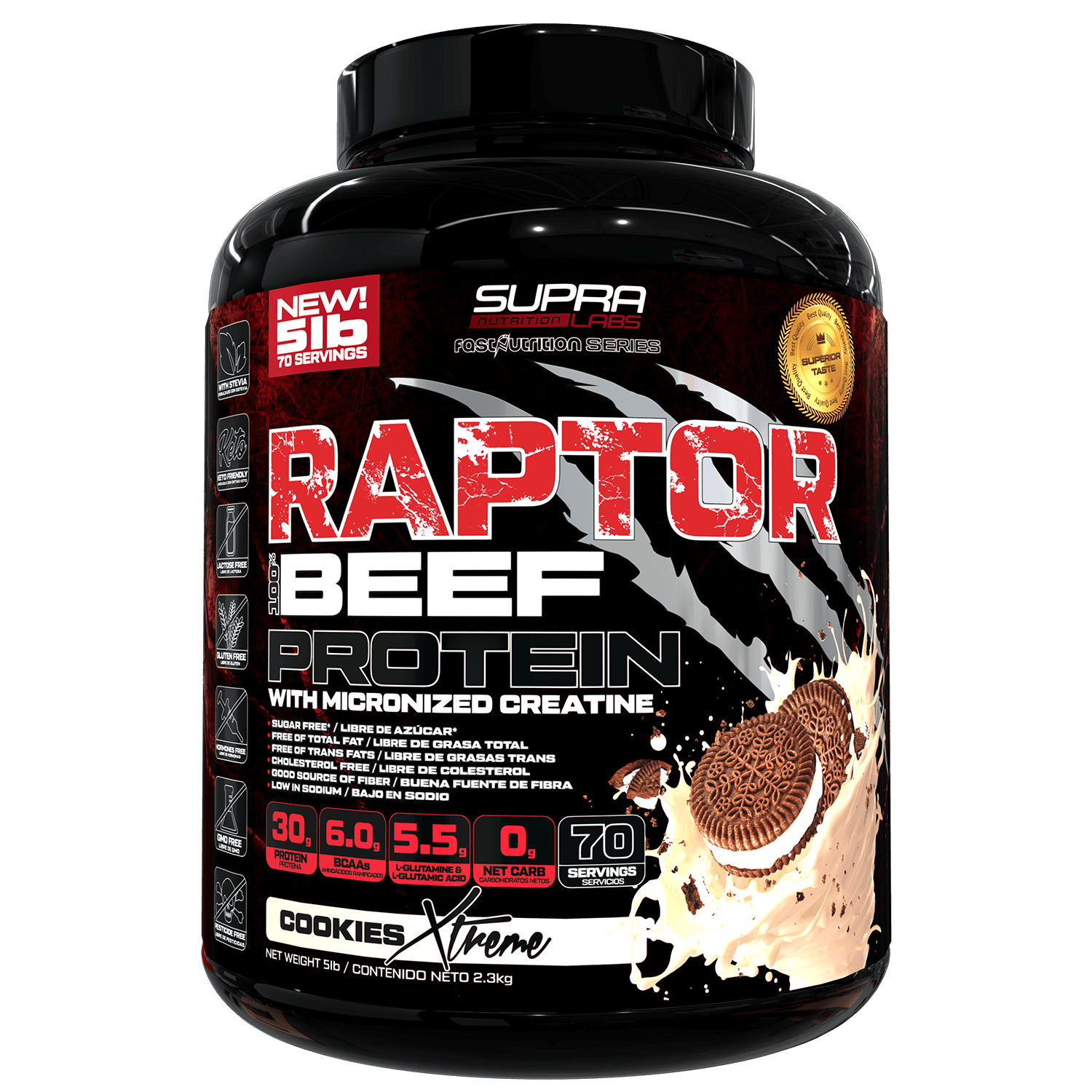 Raptor 100% Beef Protein 5lb - Fastnutrition