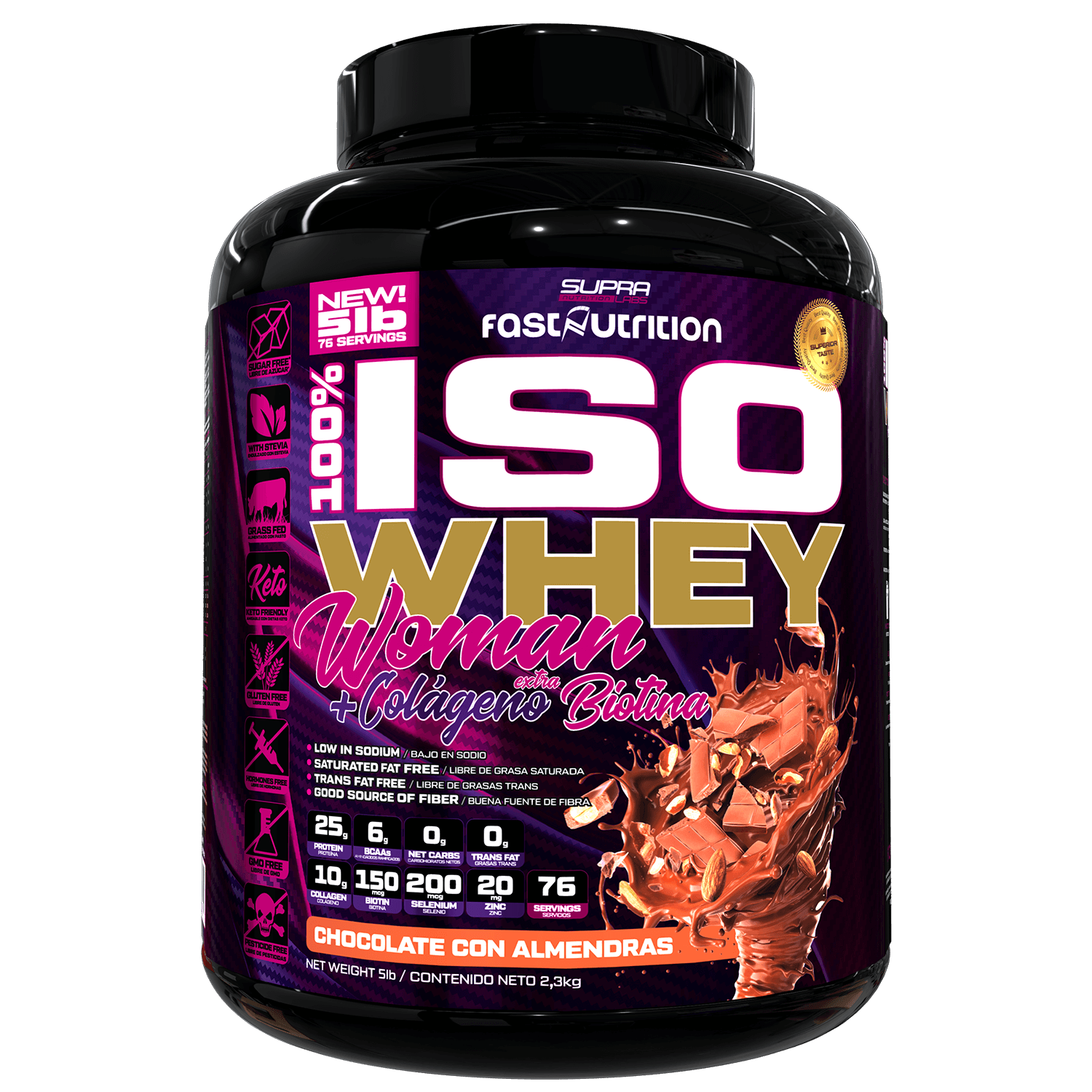 ISO Whey Woman Colágeno extra Biotina 5lb - Fastnutrition